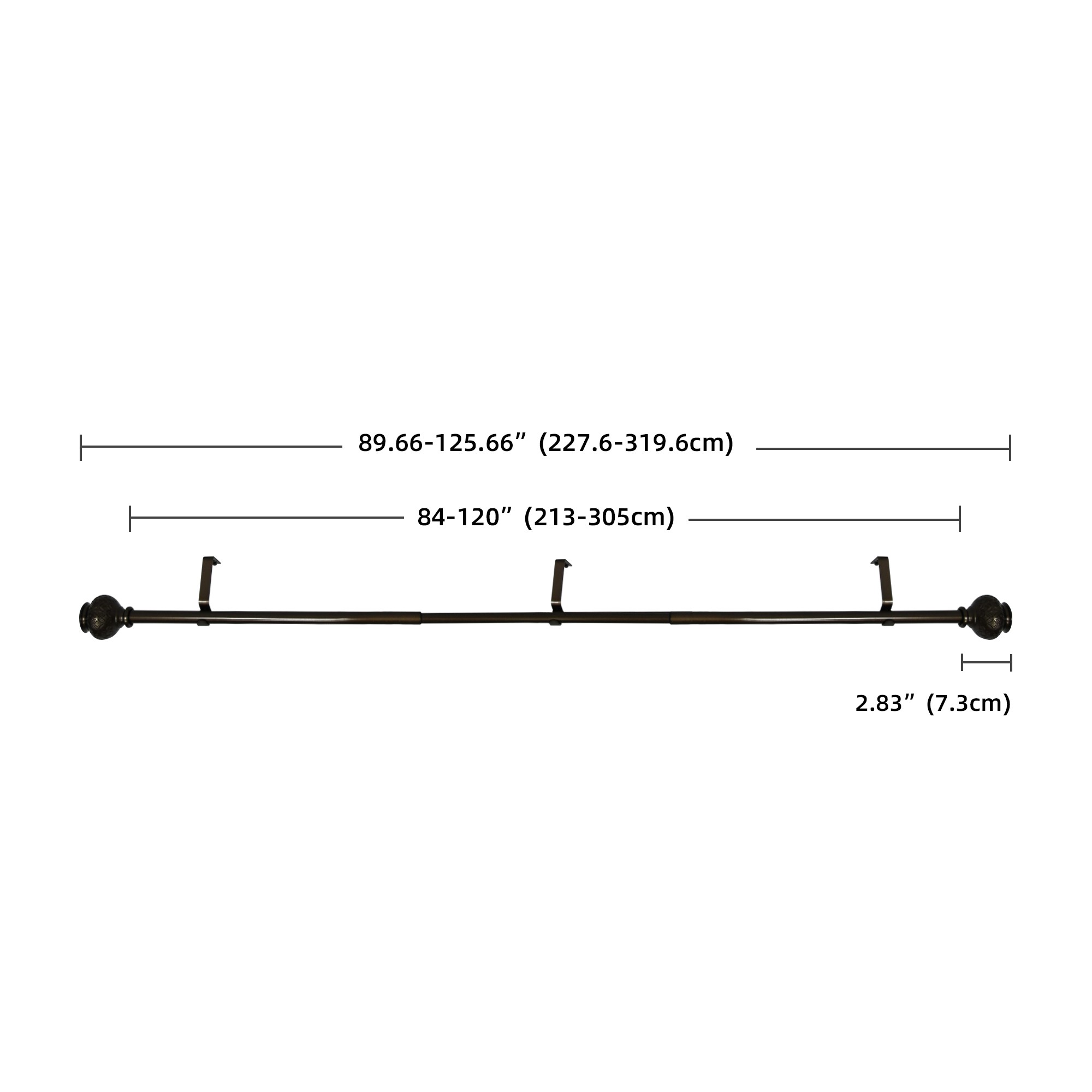 Kings Adjustable Single Curtain Rod 84 Inch to 120 Inch-Bronze | Bazaar ...