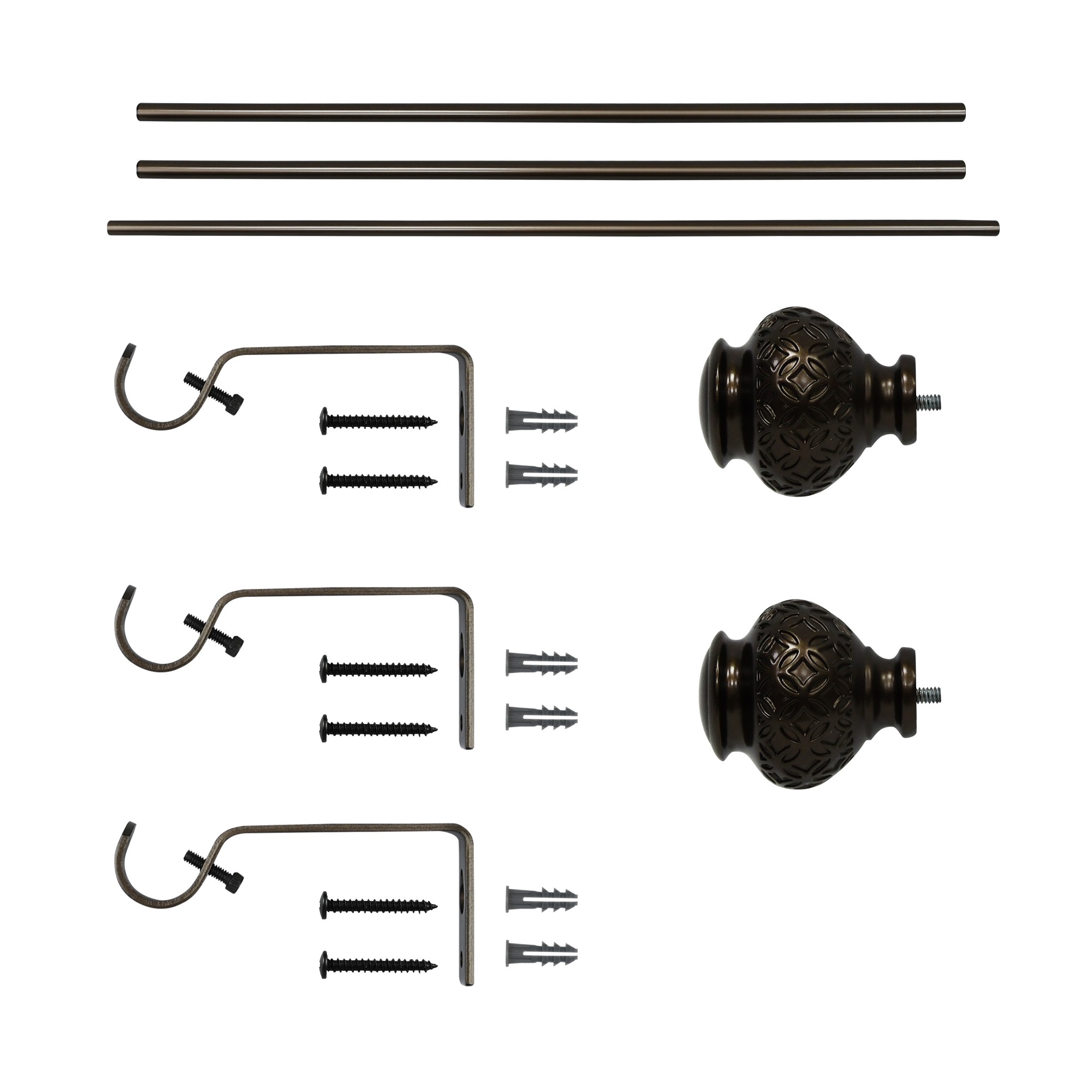 Kings Adjustable Single Curtain Rod 84 Inch to 120 Inch-Bronze | Bazaar ...