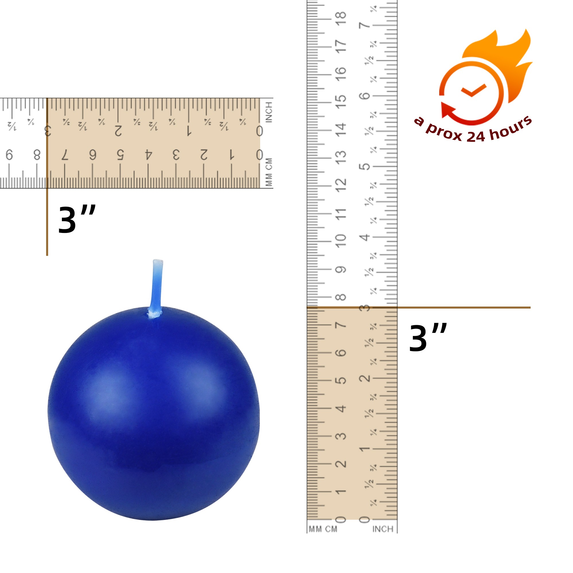 3 Inch Blue Ball Candles (6pc/Box) | Bazaar Home