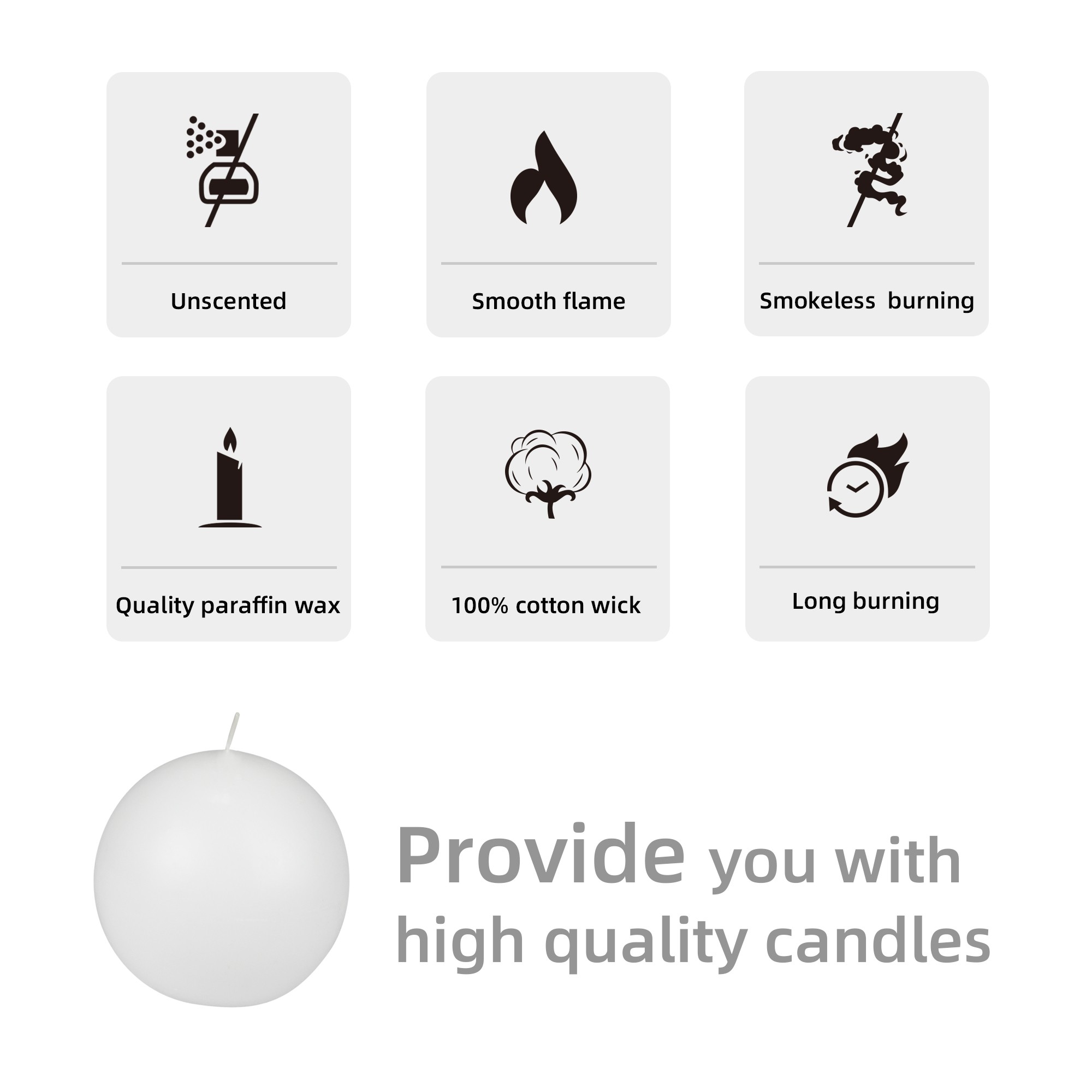4 Inch White Ball Candles (2pc/Box) | Bazaar Home