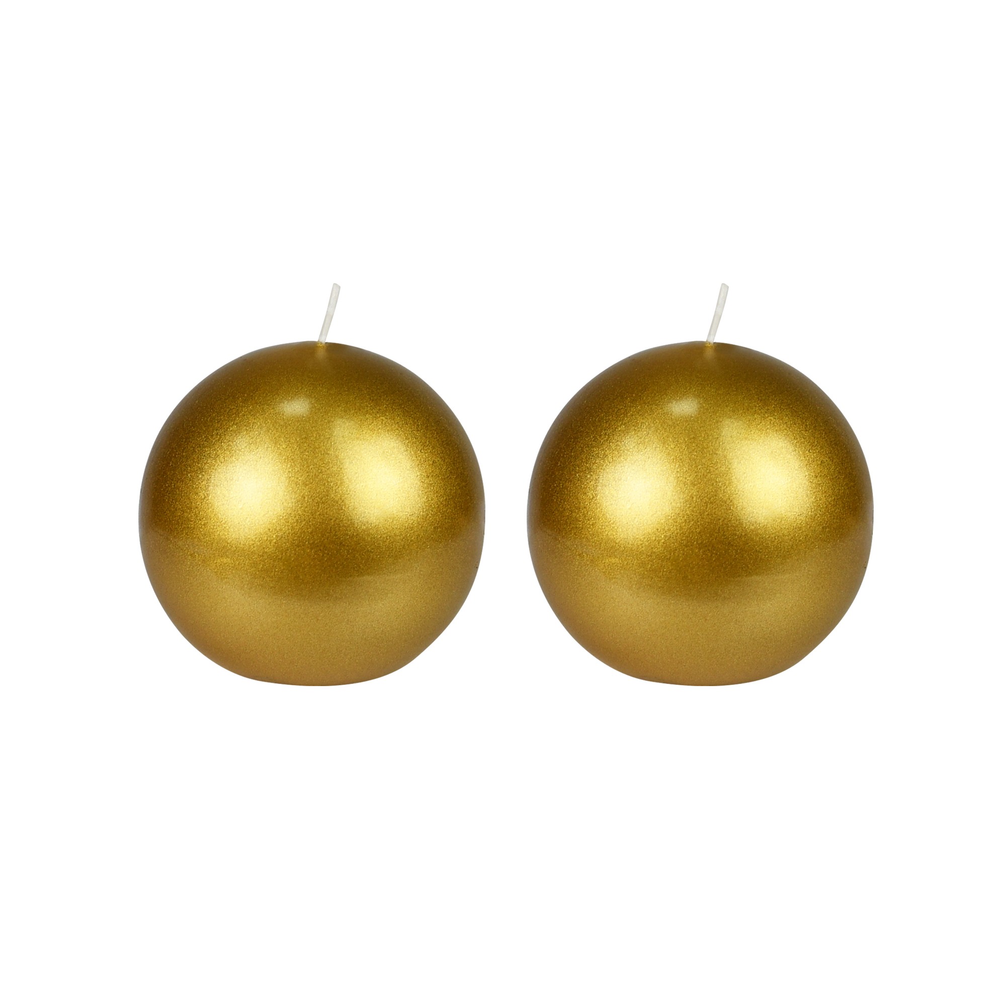4 Inch Metallic Gold Ball Candles (2pc/Box) | Bazaar Home