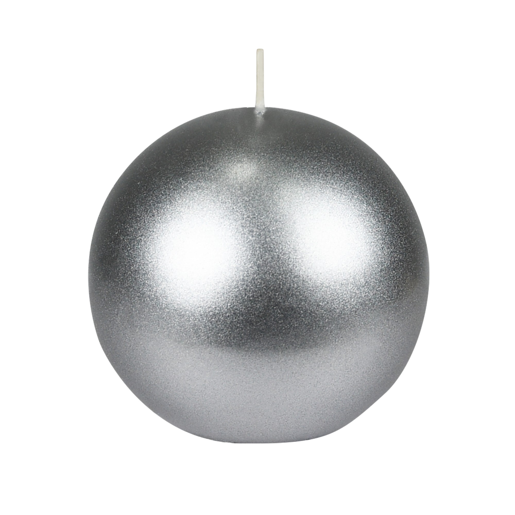 4 Inch Metallic Silver Ball Candles (2pc/Box) | Bazaar Home