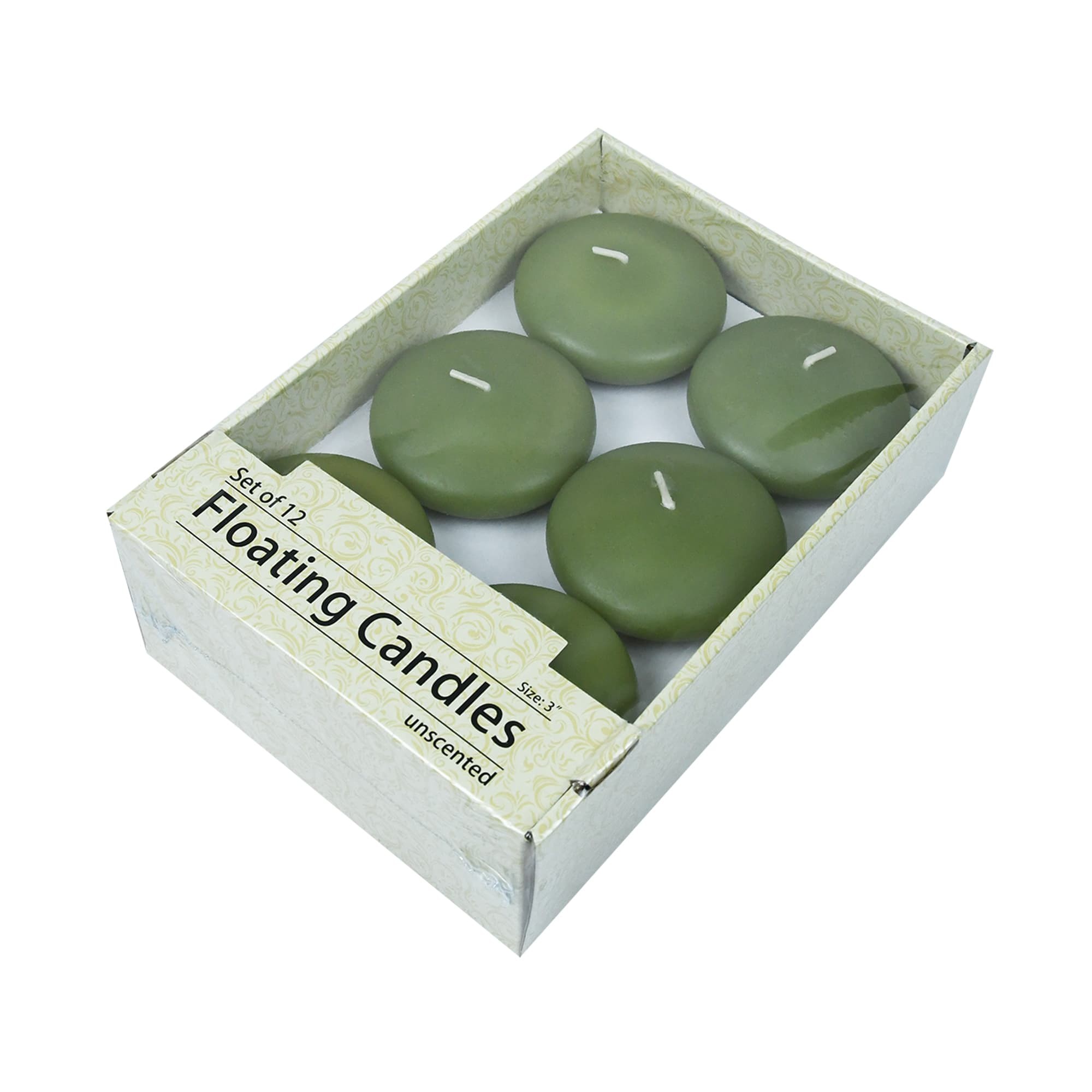 3 Inch Sage Green Floating Candles (12pc/Box) | Bazaar Home