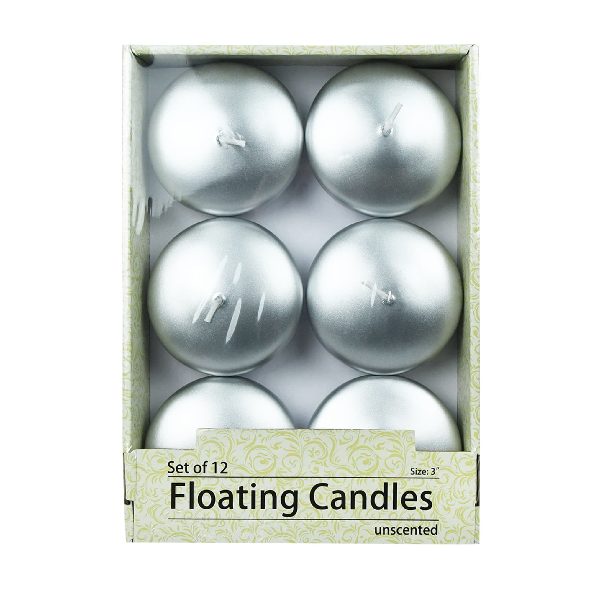 3 Inch Metallic Silver Floating Candles (12pc/Box) | Bazaar Home