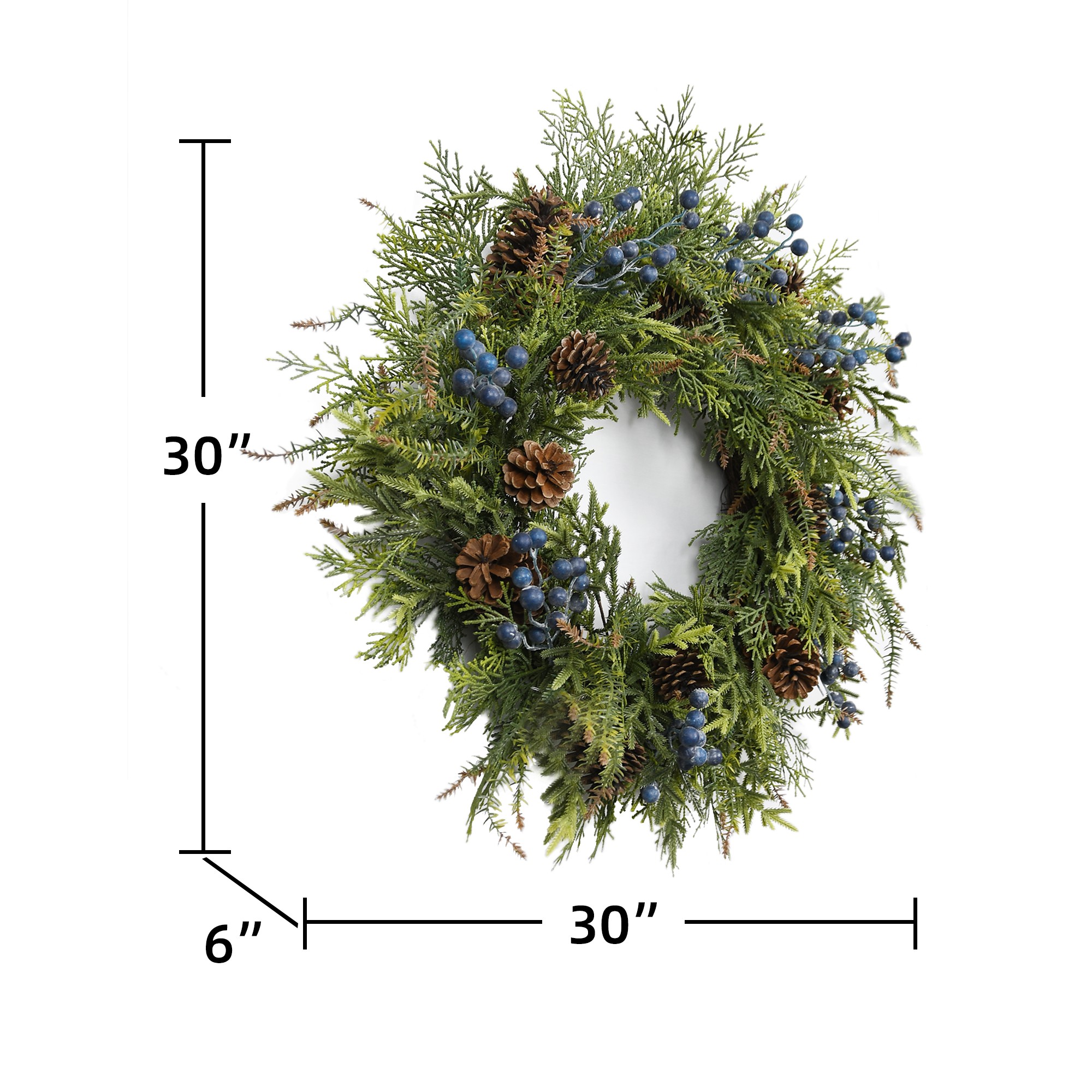 30 inch Christmas Wreath with Pinecones and Berries | Bazaar Home