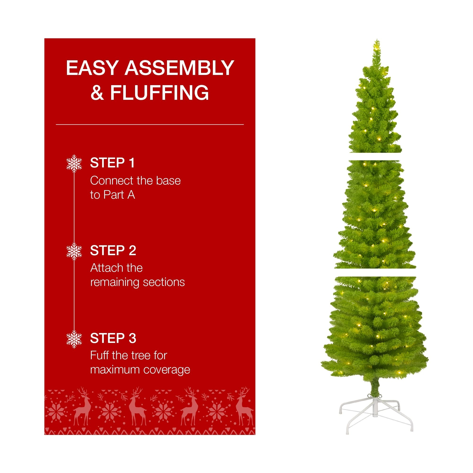 6FT PRE-LIT GREEN FLOCKED TREE W/LED LIGHTS | Bazaar Home