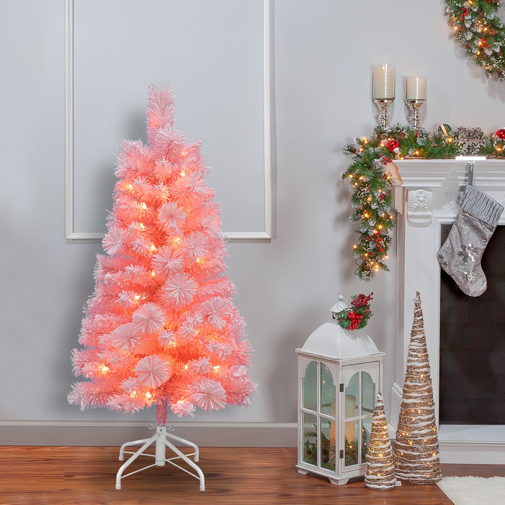 4Ft Pre-Lit Pink PVC TREE | Bazaar Home
